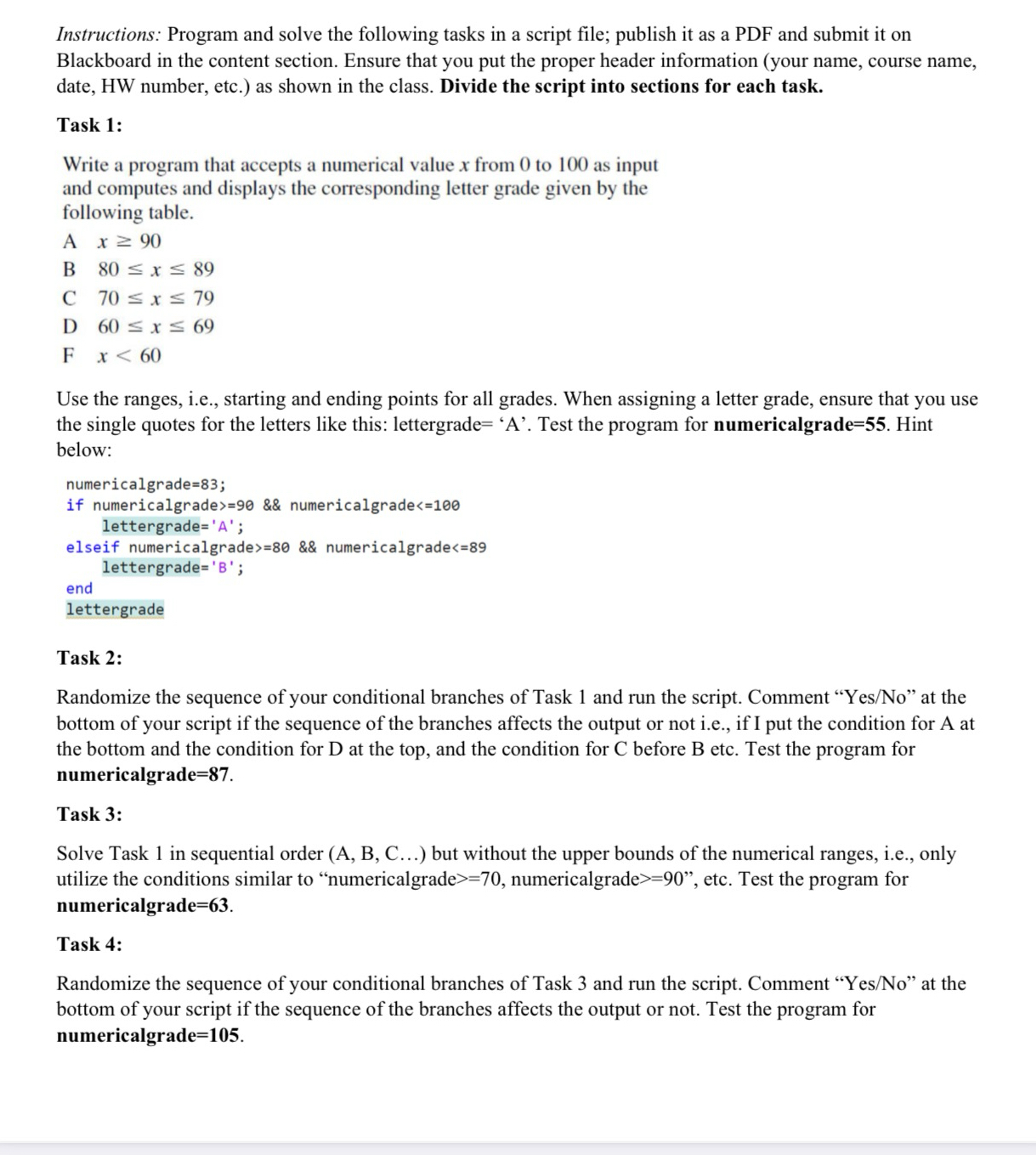 Solved Instructions: Program and solve the following tasks | Chegg.com