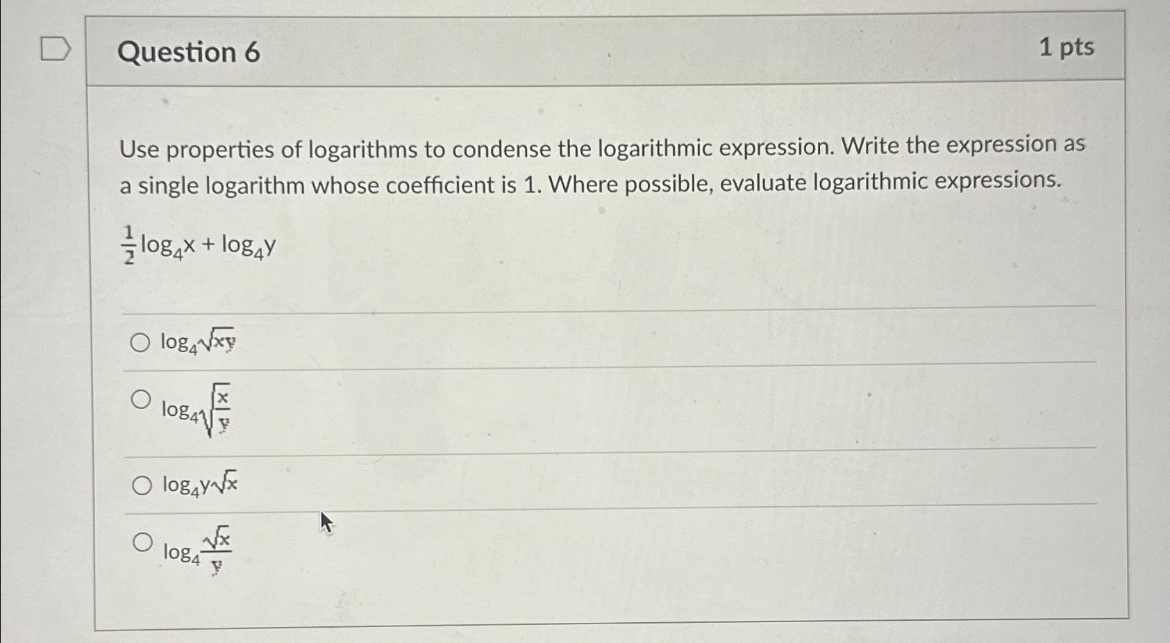 Solved Question 61 ﻿ptsUse properties of logarithms to | Chegg.com
