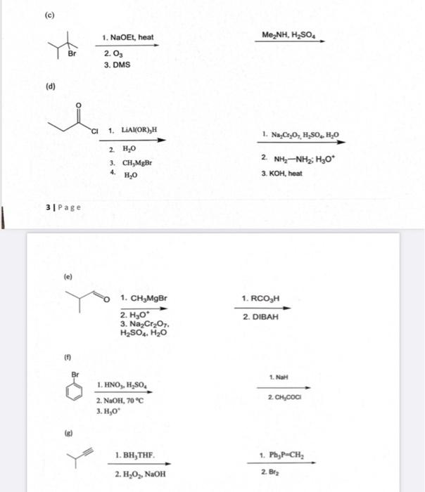Solved (c) MeẠNH, H2SO4 Br 1. NaoEt, heat 2.03 3. DMS (d) CI | Chegg.com