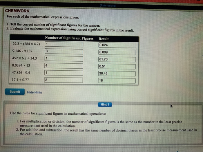 Solved (References CHEMWORK For each of the mathematical | Chegg.com