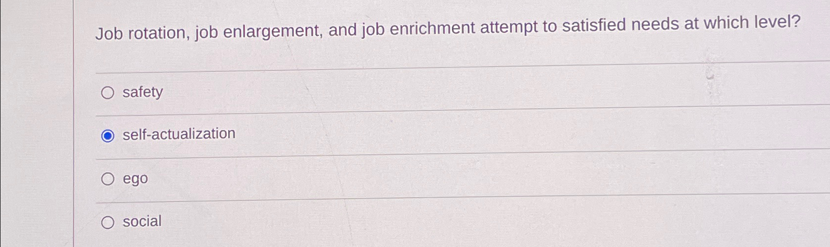 Solved Job rotation, job enlargement, and job enrichment | Chegg.com