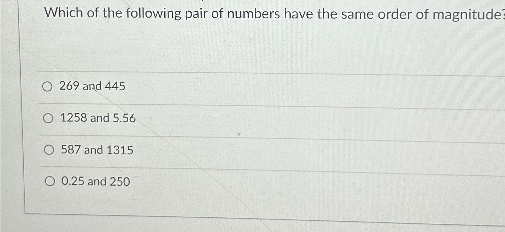 Solved Which of the following pair of numbers have the same | Chegg.com