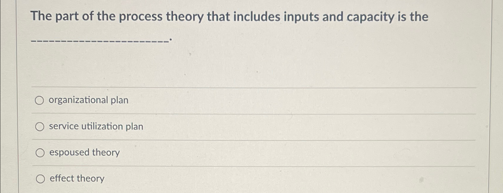 Solved The part of the process theory that includes inputs | Chegg.com