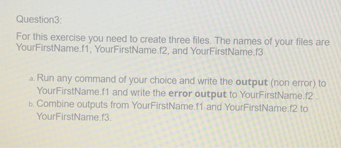 Solved Question3 For this exercise you need to create three | Chegg.com