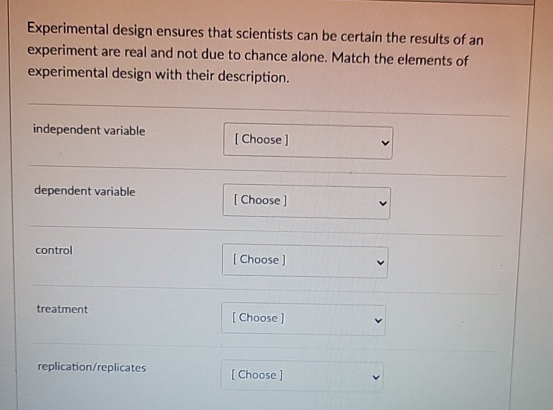 Solved Experimental design ensures that scientists can be | Chegg.com