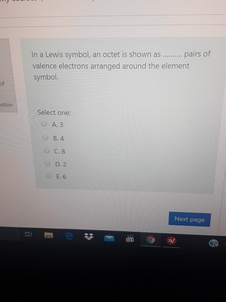 Solved In a Lewis symbol, an octet is shown as pairs of | Chegg.com