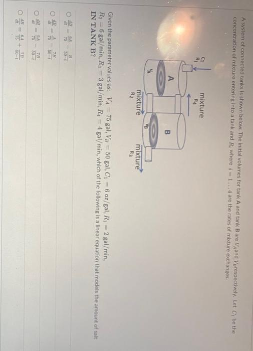 A system of connected tanks is shown below. The | Chegg.com