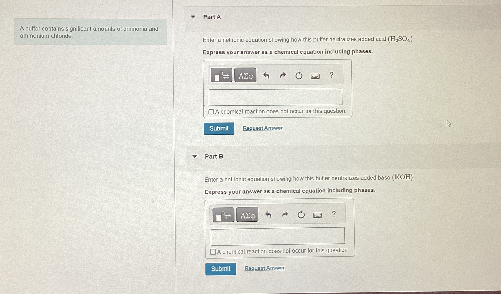 Solved A Buffer Contains Significant Amounts Of Ammonia And