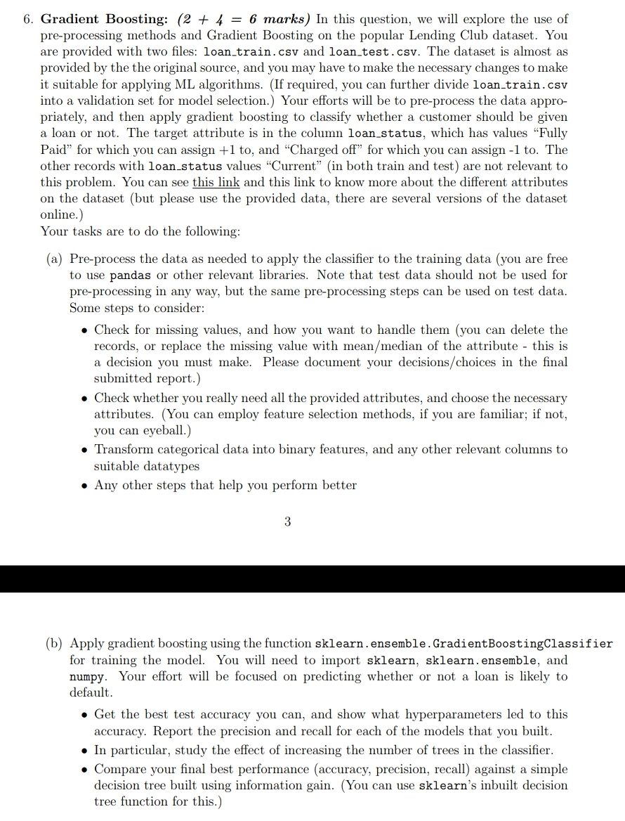 Solved Gradient Boosting: ( 2+4=6 ﻿marks) ﻿In this question, | Chegg.com