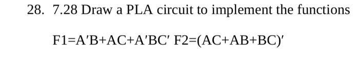 Solved 28. 7.28 Draw a PLA circuit to implement the | Chegg.com