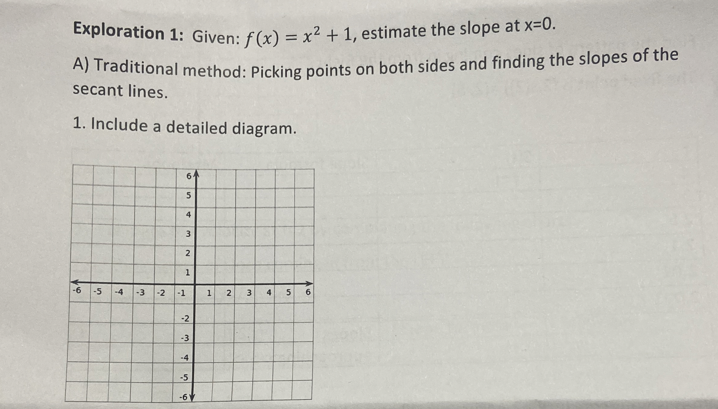 Solved Exploration 1: Given: f(x)=x2+1, ﻿estimate the slope | Chegg.com