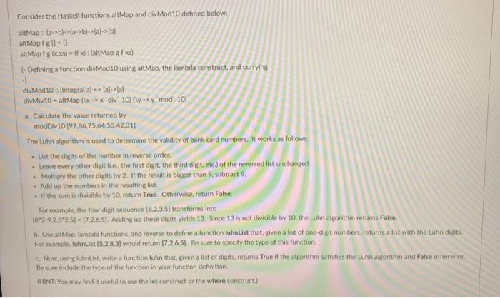Consider The Haskell Functions Altmap And Div Modio 