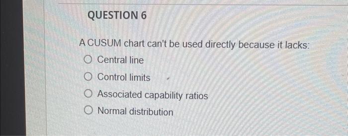 Solved A CUSUM chart can't be used directly because it | Chegg.com