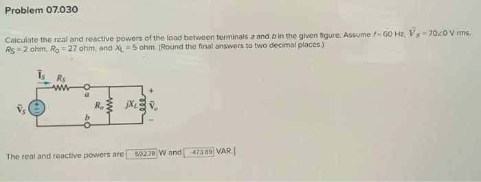 Solved Problem 07.030 Calculate the real and reactive powers | Chegg.com