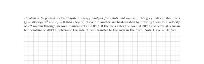 Solved Problem 6 (5 points) - Closed-system energy analysis | Chegg.com