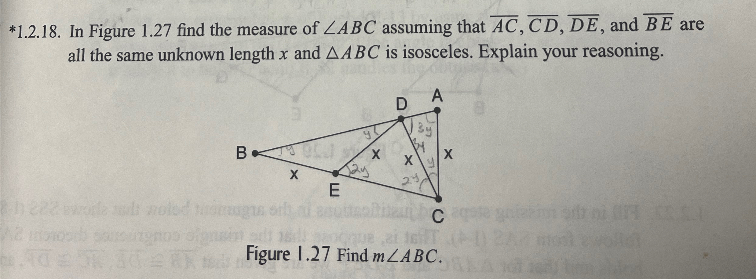 Solved *1.2.18. ﻿In Figure 1.27 ﻿find the measure of ??ABC | Chegg.com