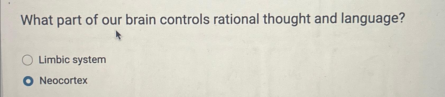 Solved What part of our brain controls rational thought and | Chegg.com