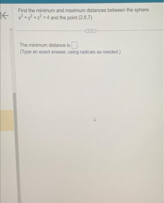 Solved Find the minimum and maximum distances between the | Chegg.com
