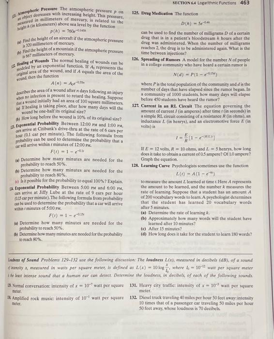 Solved 460 CHAPTER 6 Exponential and Logarithmic Functions | Chegg.com