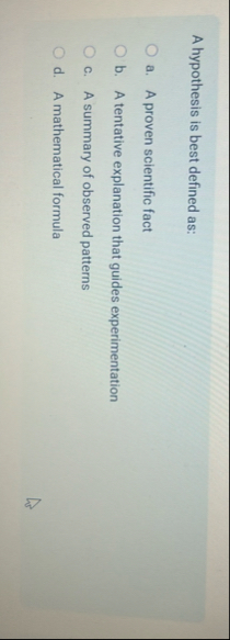 Solved A hypothesis is best defined as:a. ﻿A proven | Chegg.com