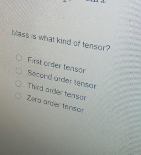 Solved Mass is what kind of tensor? First order tensor | Chegg.com