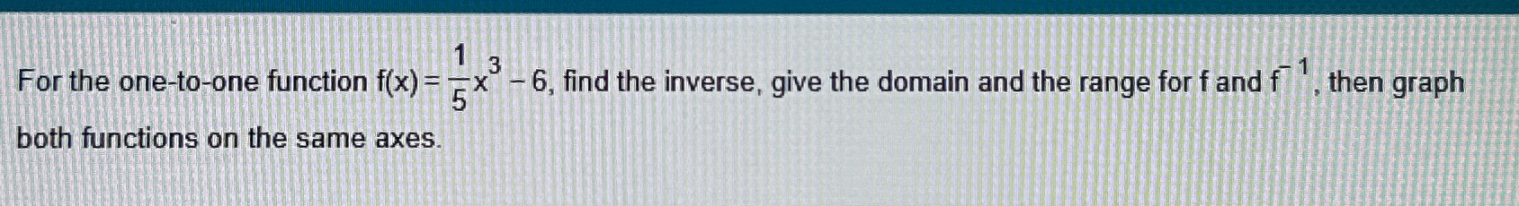 Solved For the one-to-one function f(x)=15x3-6, ﻿find the | Chegg.com