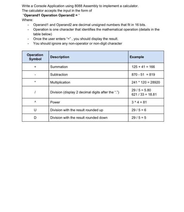 Solved Write a Console Application using 8088 Assembly to | Chegg.com