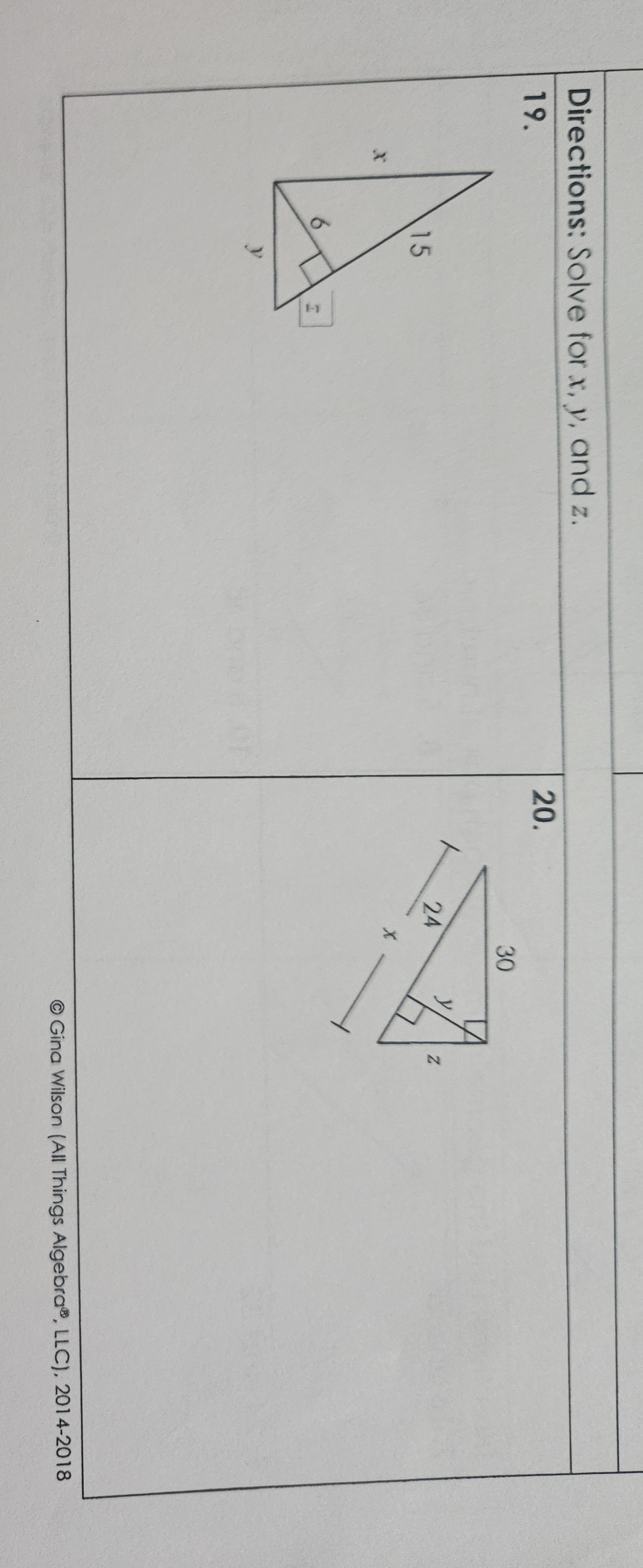 Solved Directions: Solve for x,y, ﻿and z. | Chegg.com
