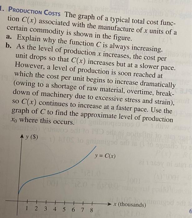 Solved 1. PRODUCTION Costs The graph of a typical total cost | Chegg.com