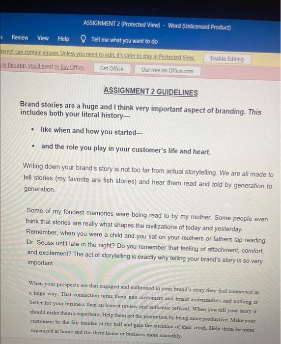 ASSIGNMENT 2 (Protected View) - Word (Unlicensed | Chegg.com