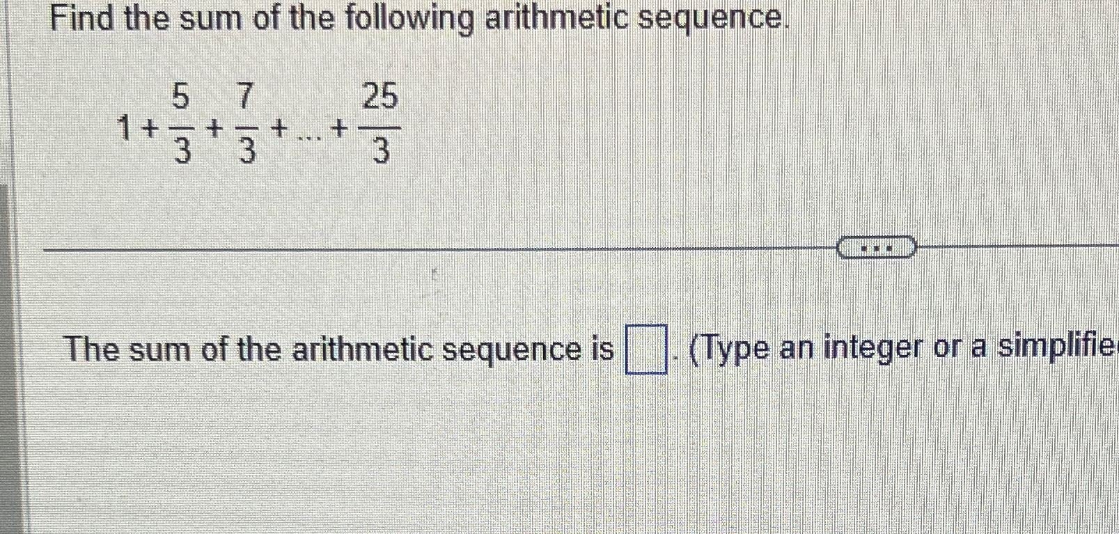 Solved Find the sum of the following arithmetic | Chegg.com
