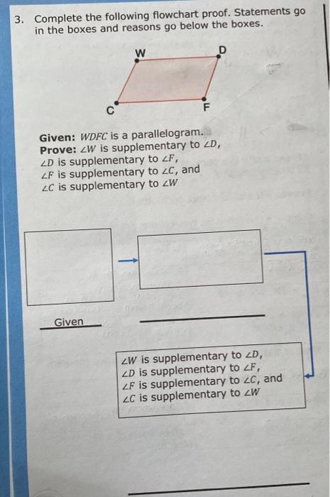Solved 3. Complete the following flowchart proof. Statements | Chegg.com