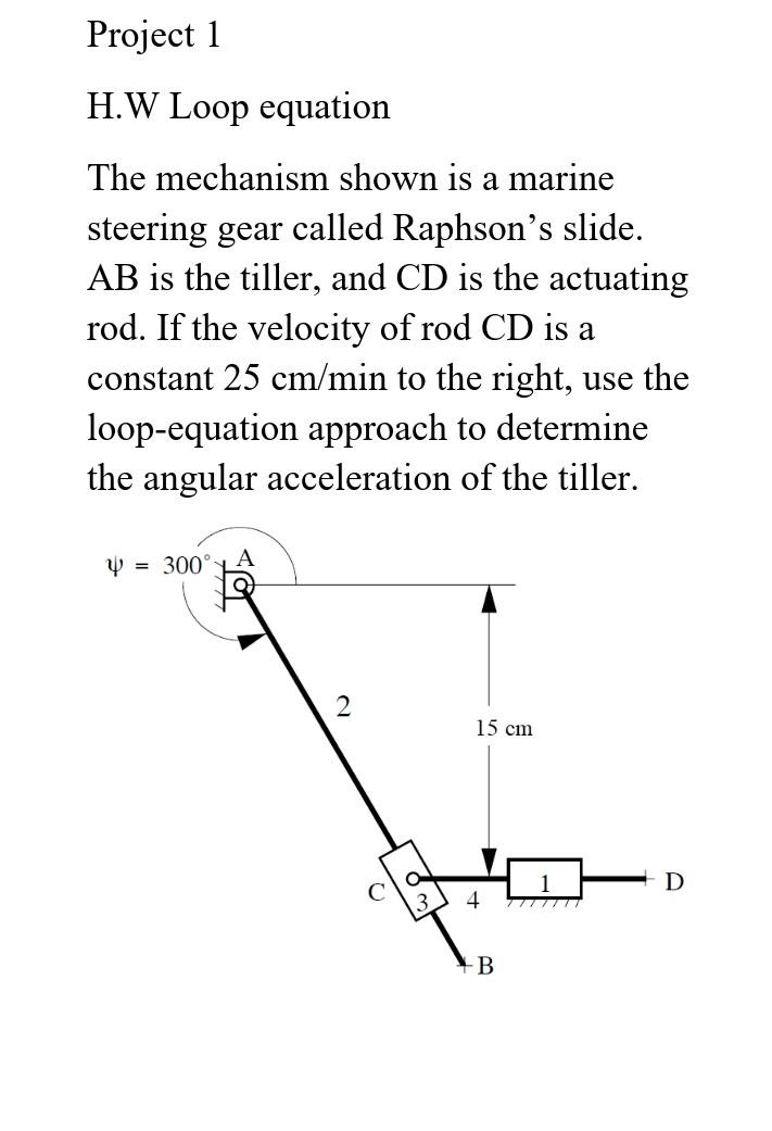 Solved Project 1 H.W Loop equation The mechanism shown is a | Chegg.com