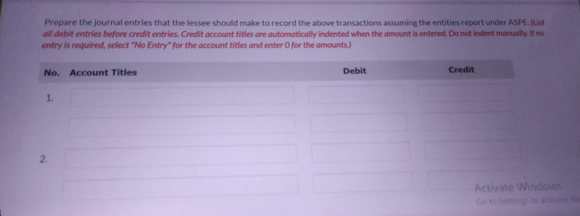 Solved Prepare the journal entries that the lessee should | Chegg.com