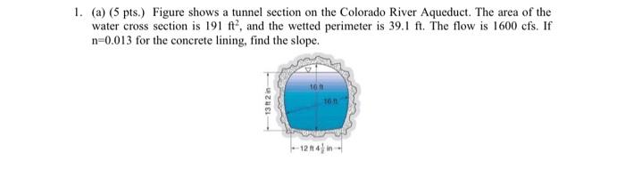 Solved 1. (a) (5 pts.) Figure shows a tunnel section on the | Chegg.com