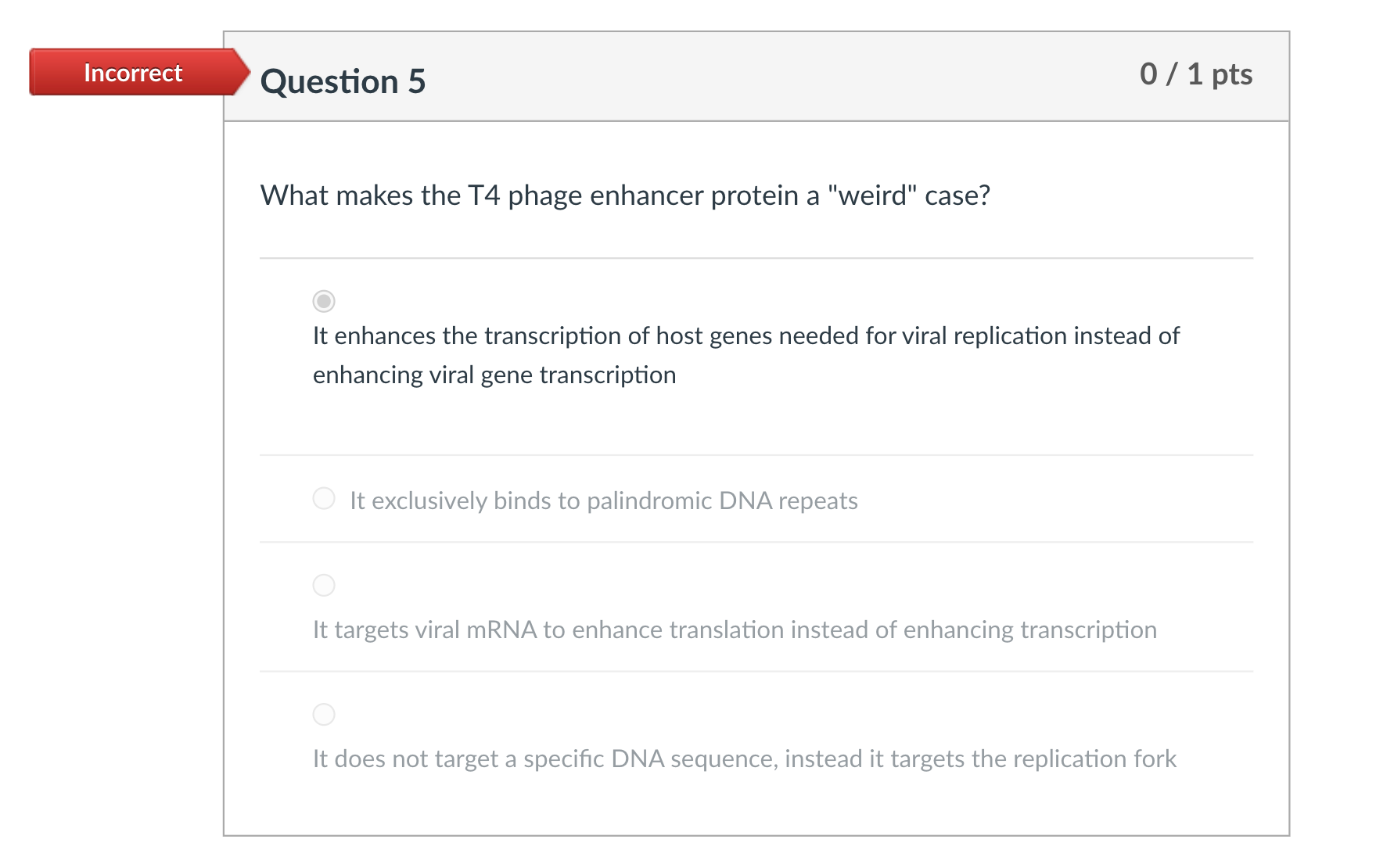 Solved Question 5What makes the T4 ﻿phage enhancer protein a | Chegg.com