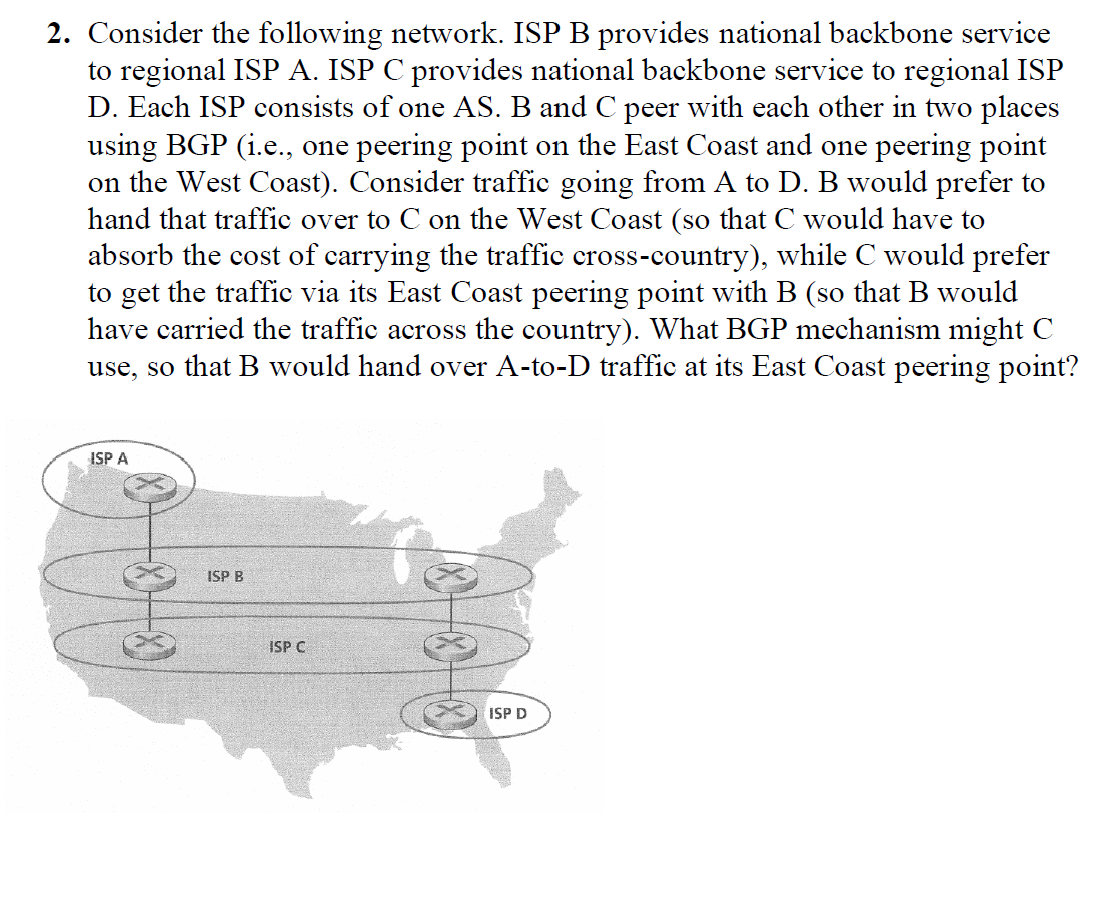 Solved Consider the following network. ISP B provides | Chegg.com