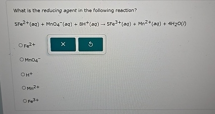 Solved What is the reducing agent in the following | Chegg.com