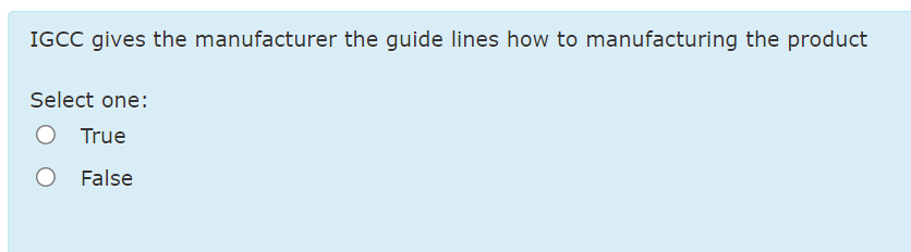 Solved IGCC gives the manufacturer the guide lines how to | Chegg.com