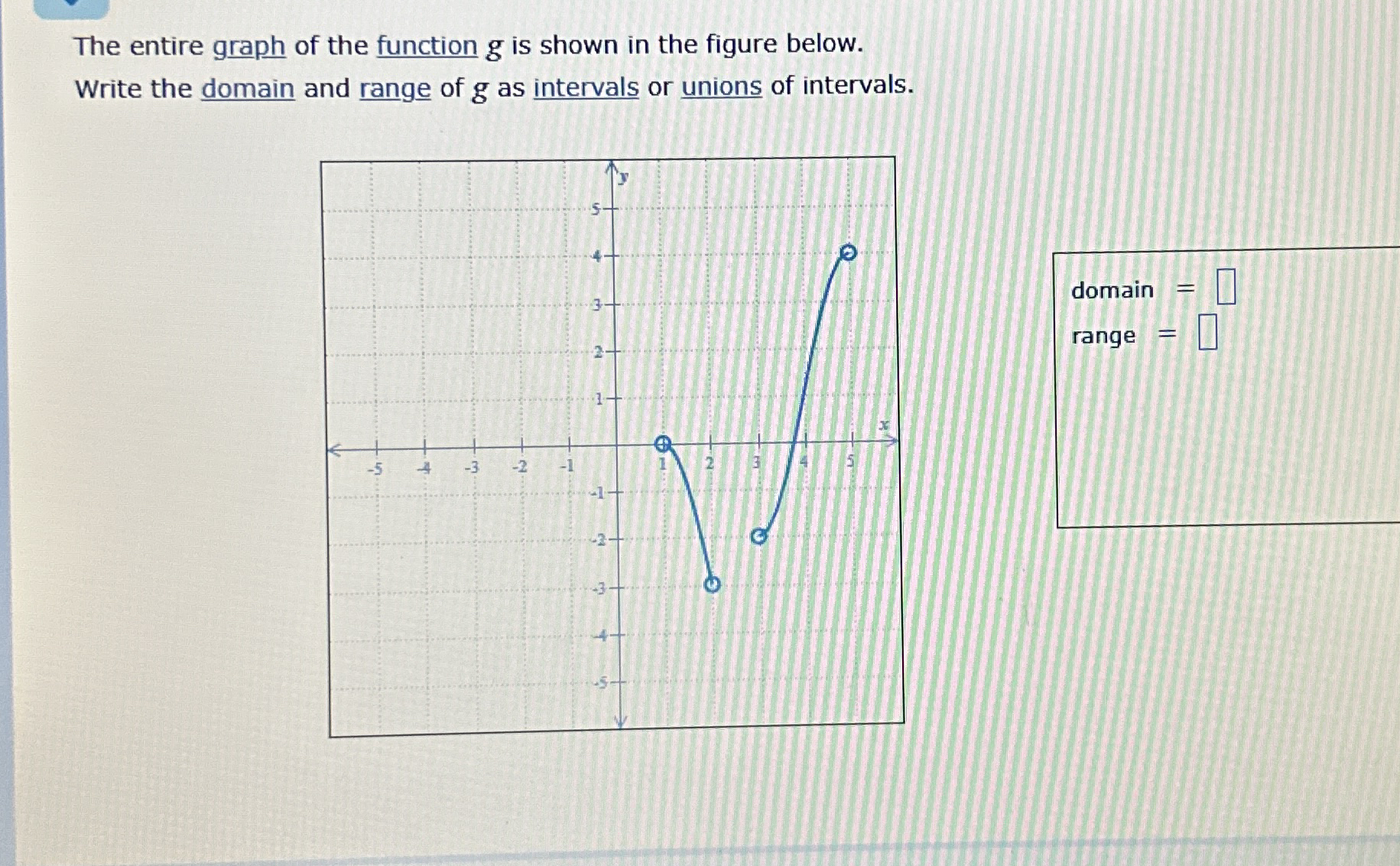 Solved The entire graph of the function g ﻿is shown in the | Chegg.com