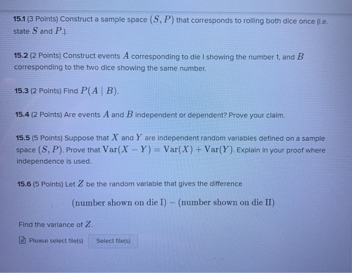 Solved Q15 19 Points Consider two fair four-sided dice | Chegg.com