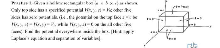 Solved Vey) Practice 1. Given a hollow rectangular box (a x | Chegg.com