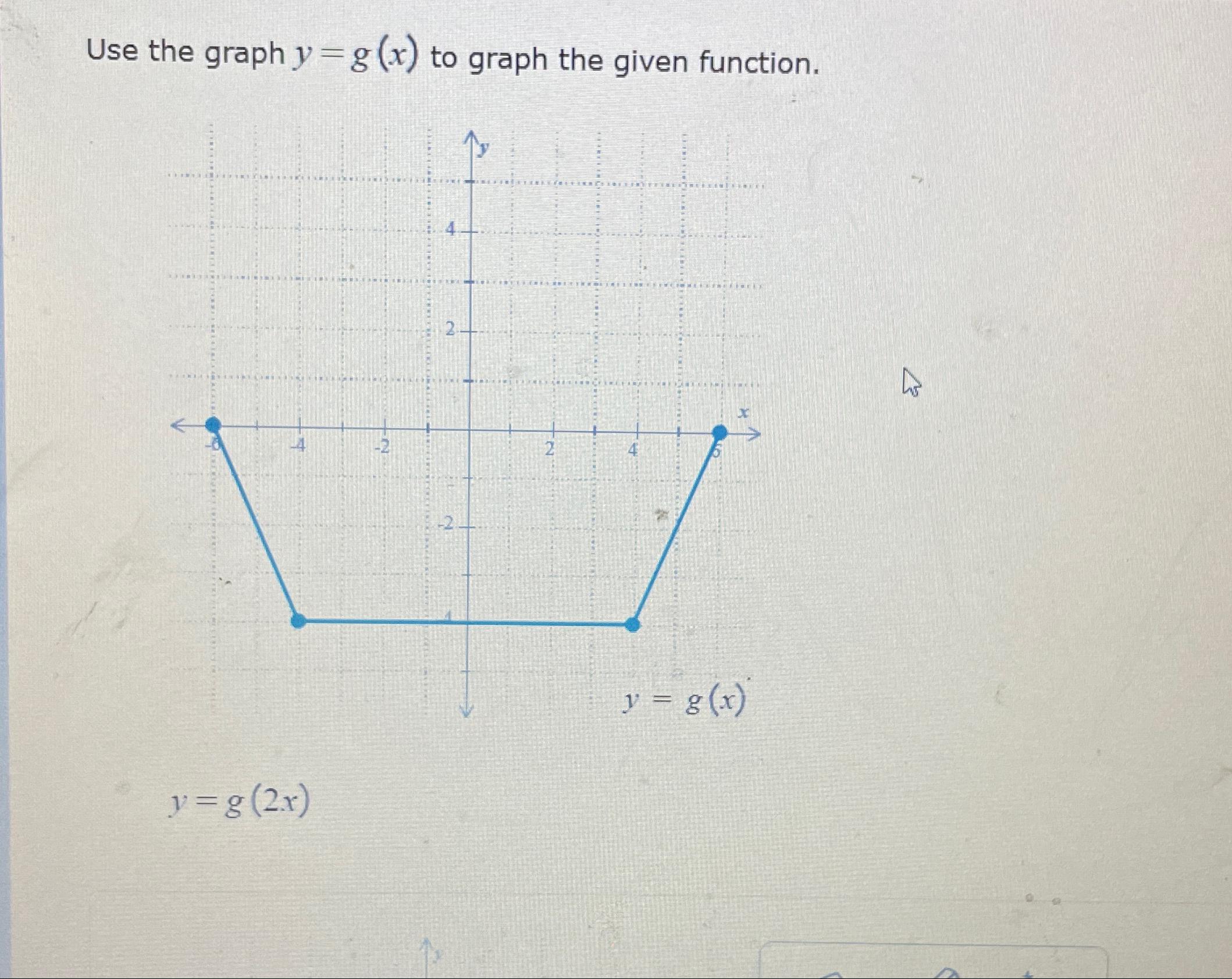 Solved Use the graph y=g(x) to graph the given | Chegg.com Solved Use the graph y=g(x) to graph the given | Chegg.com