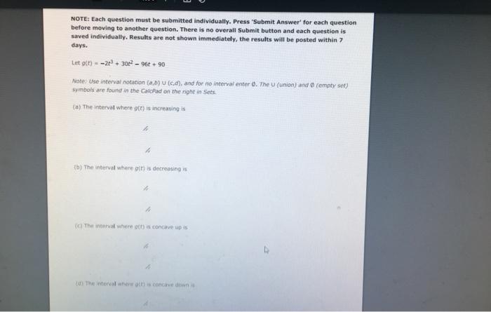 Solved NOTE: Each question must be submitted individually. | Chegg.com