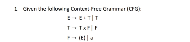 Solved Given the following Context-Free Grammar | Chegg.com