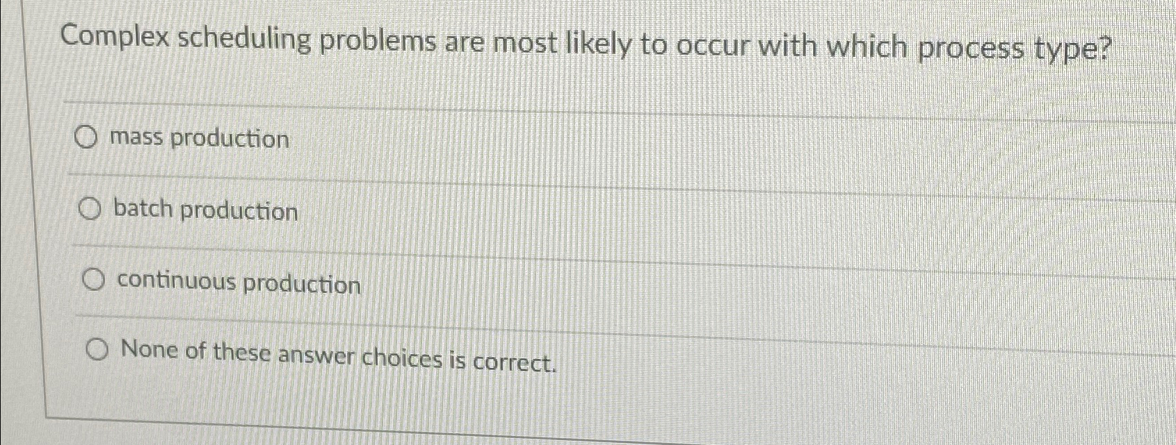 Solved Complex scheduling problems are most likely to occur | Chegg.com