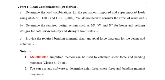 Part 1: Load Combinations: (20 marks) a) Determine | Chegg.com