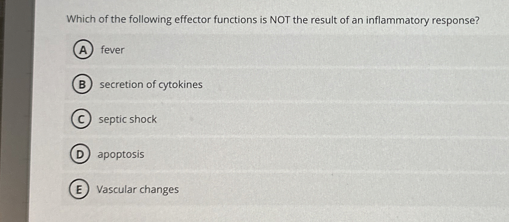 Solved Which of the following effector functions is NOT the | Chegg.com