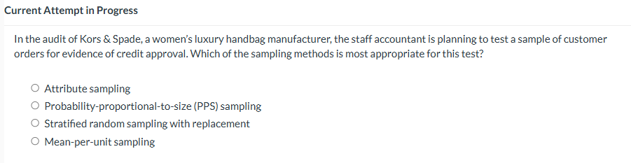 [Solved]: Current Attempt in Progress In the audit of Kors