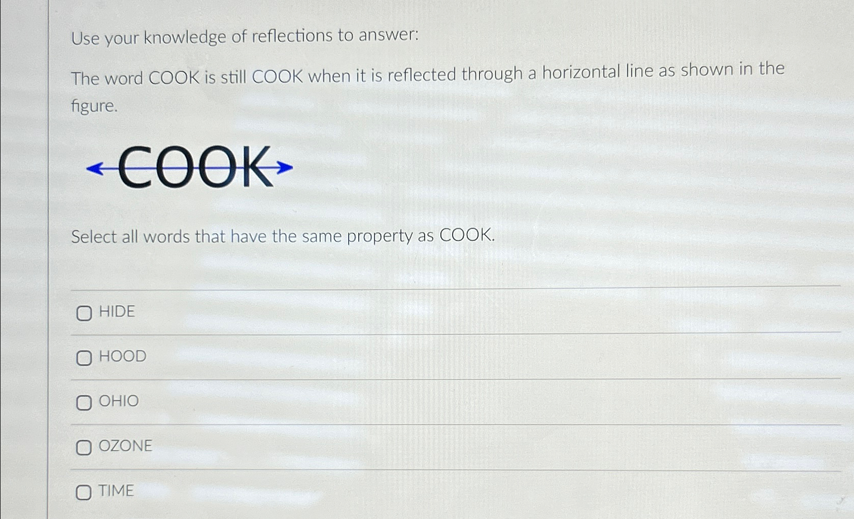 Solved Use your knowledge of reflections to answer:The word | Chegg.com